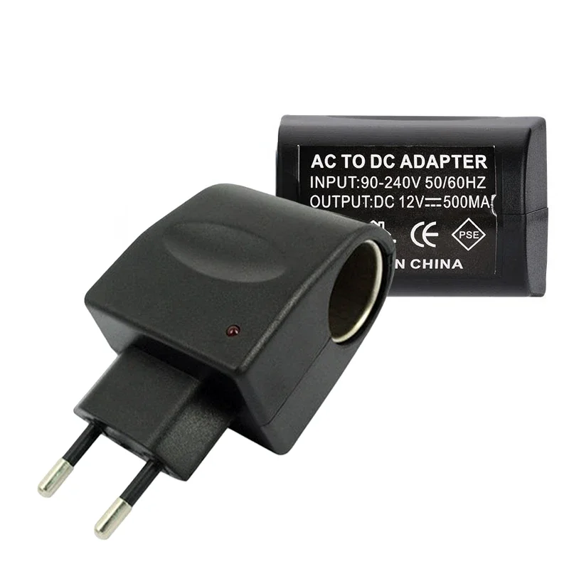 AC Adapter With Car Socket Auto Charger EU Plug 220V AC To 12V DC Use ...