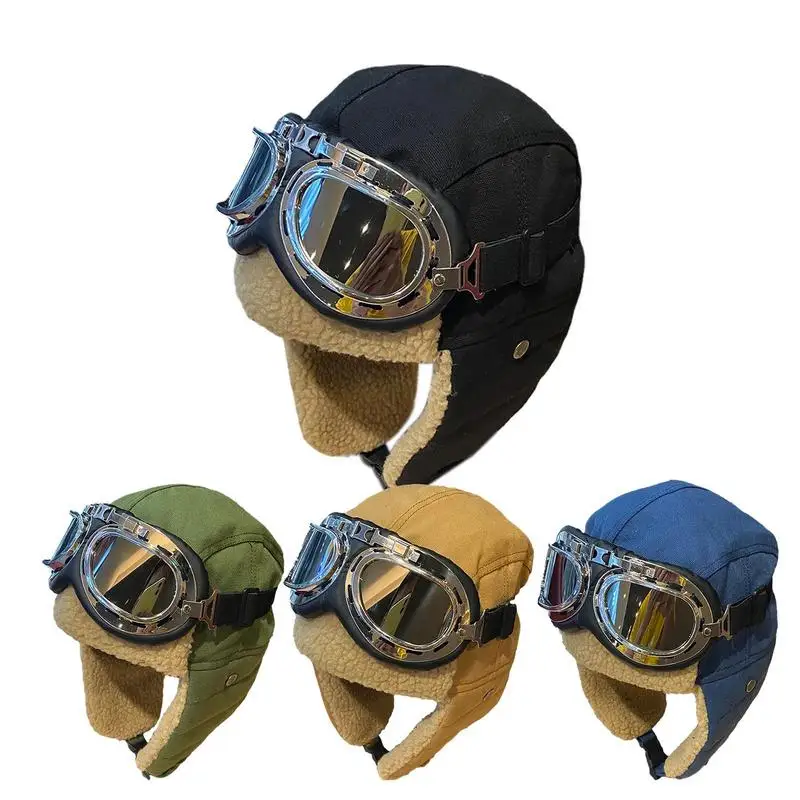Pilot-Costume-Hat-Beanie-With-Goggles-Pilot-Gifts-Aviation-Men-Pilot ...