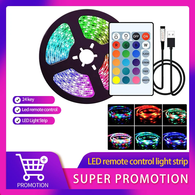 1M LED Light Strips Kit Infravermelho Controle Remoto Decoração Luz ...