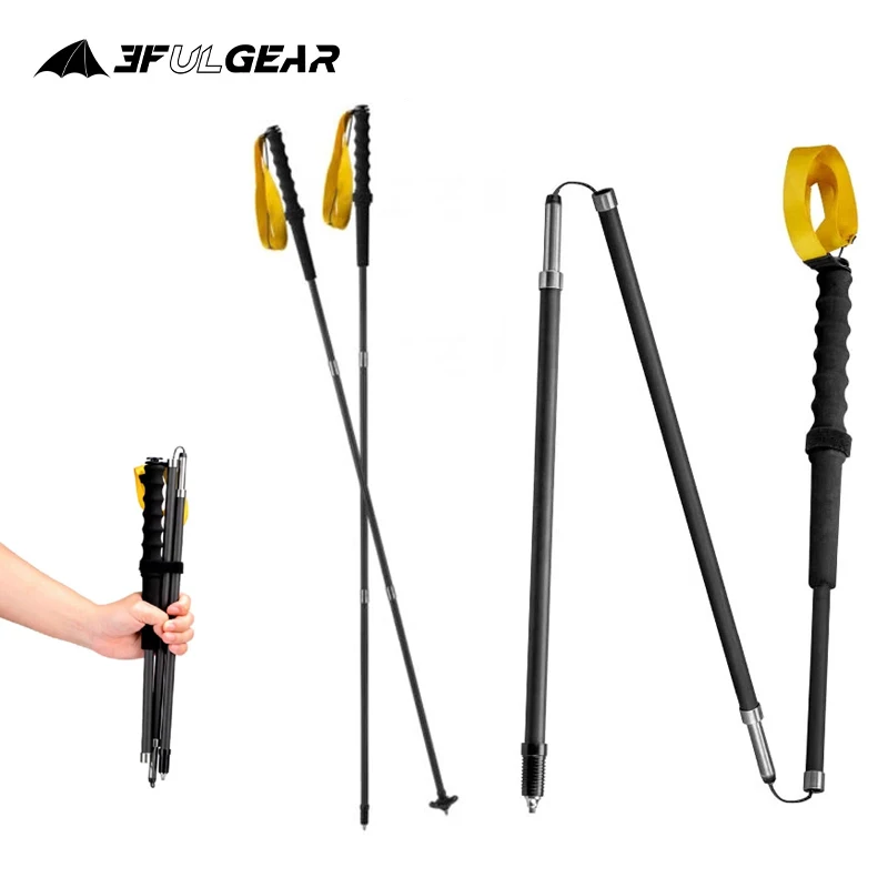 3F UL GEAR Folding Carbon Fiber Trekking Poles Titanium Alloy Camping ...