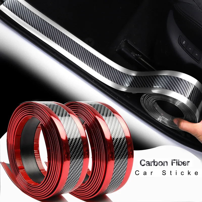 Carbon-Fiber-Car-Sticker-DIY-Paste-Protector-Strip-Universal-Auto-Door ...