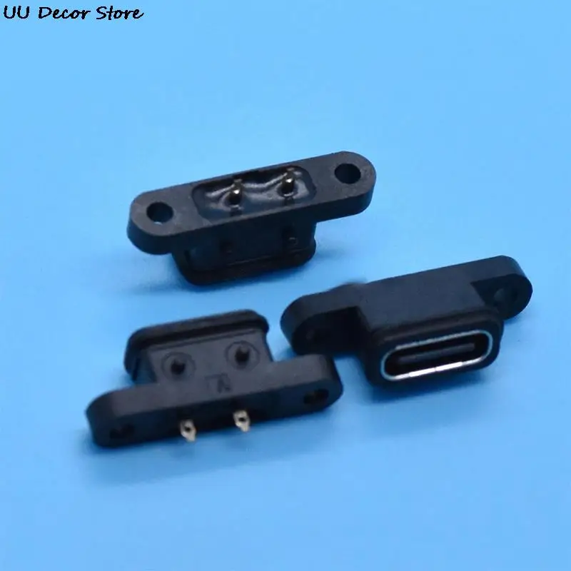 TYPE-C-2Pin-Waterproof-Female-USB-C-Socket-Port-With-Screw-Hole-Fast ...