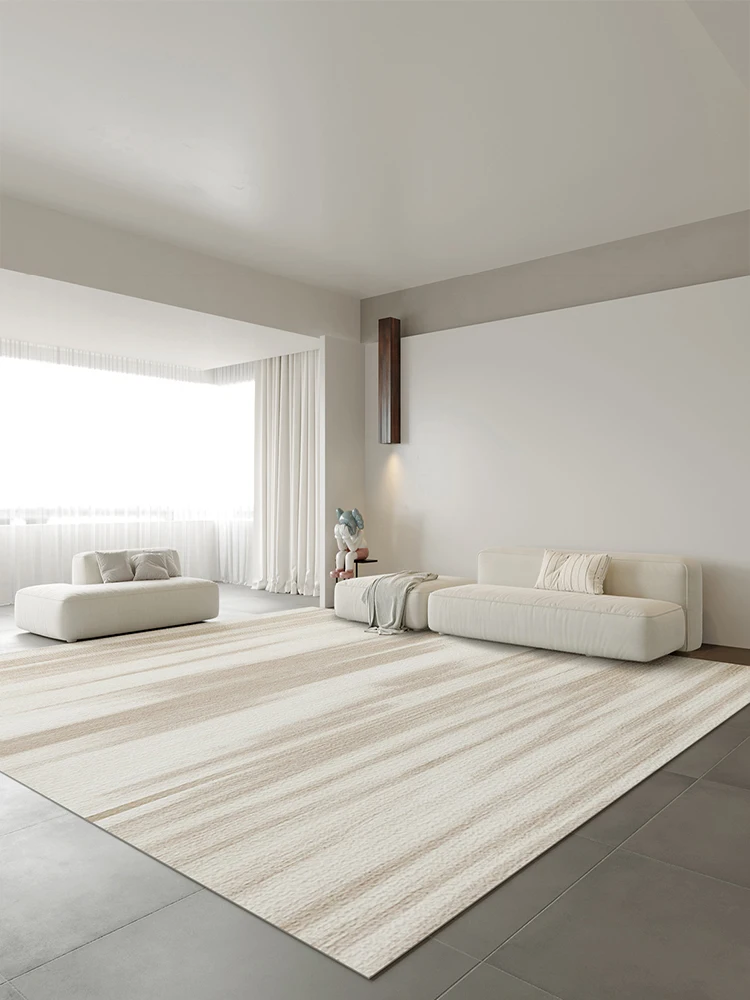 Beige-Striped-Carpet-Minimalist-Large-Area-Living-Room-Rugs-Comfortable ...