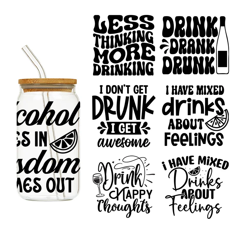 1PCS-Alcohol-Drink-Drank-Drunk-Letter-Design-UV-DTF-Transfers-Stickers ...