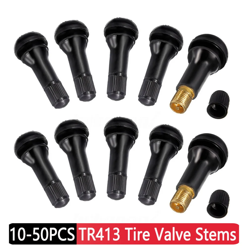 10-50PCS-TR413-Snap-In-Tire-Valve-Stems-Black-Tubeless-Rubber-Tire ...