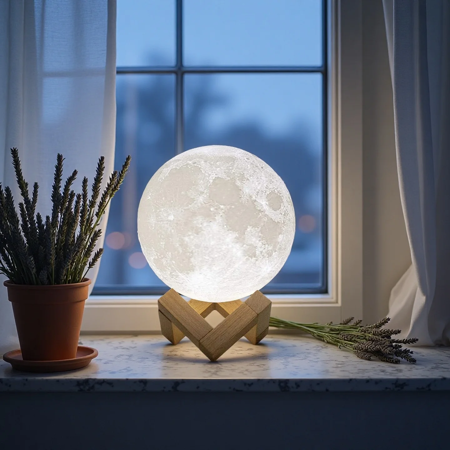 3D Print Battery Powered Moon Lamp LED Night Light Creative Touch ...