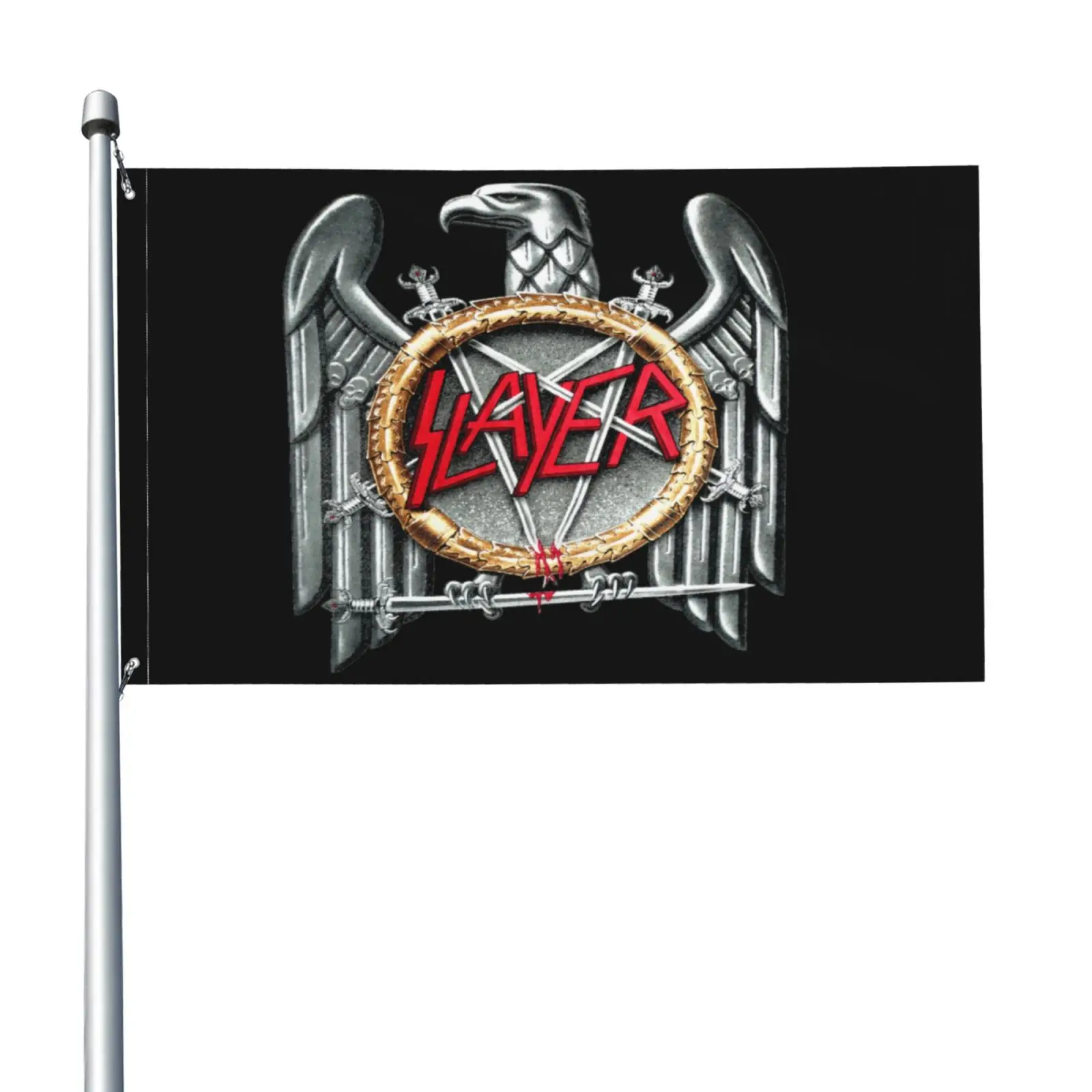 Slayer Silver Eagle Metal Band Flag Banner Banners Decoration Hanging ...
