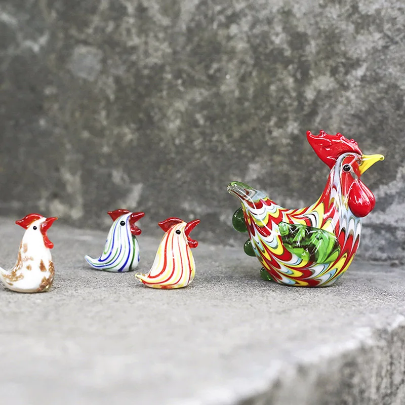 Creative Chick Rooster Glass Beads Colorful Animal Desktop Ornaments ...