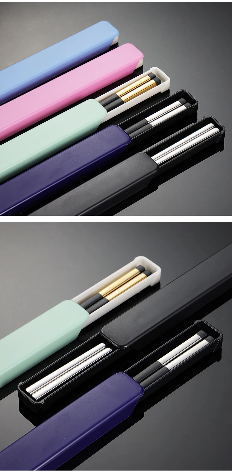 Baguettes,Blue Box--Baguettes chinoises antidérapantes, 1 paire, boîte ...