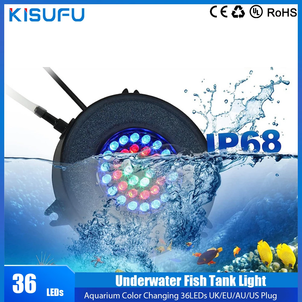 IP68 RGB Underwater Fish Tank Light Aquarium Color Changing 36LEDs UK ...