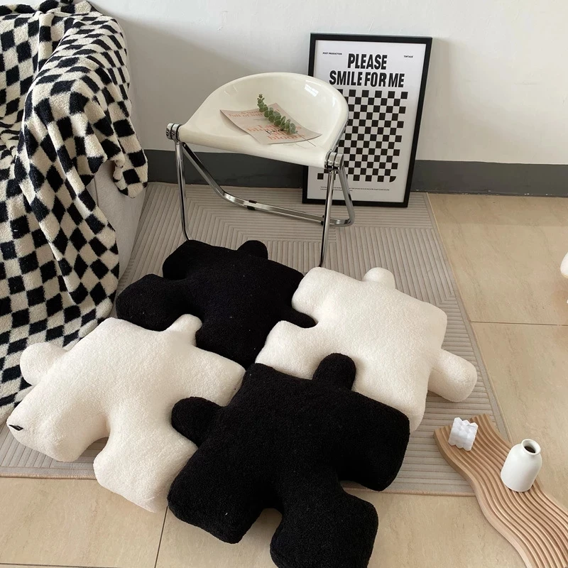 Blacket White Irregular Jigsaw Seat Cushion Chair Soft Back Cushion ...