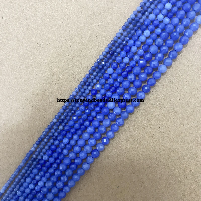 Small-Diamond-Cuts-Faceted-Blue-Color-Jade-Round-Loose-Beads-15-2-3-4MM ...