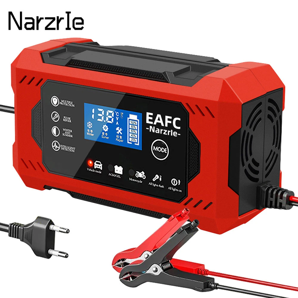 Large Screen Car Battery Charger 6a 12v Car And Motorcycle Battery Charging Device Lead-acid ...