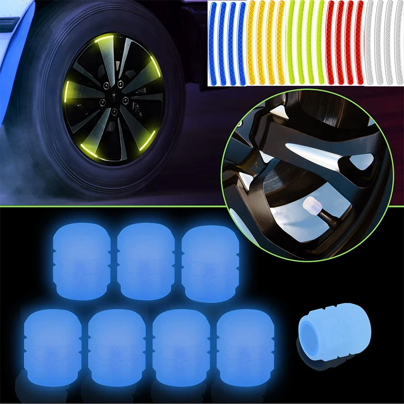 Luminous-Valve-Caps-Reflective-Stickers-Night-Glowing-Car-Motorcycle ...