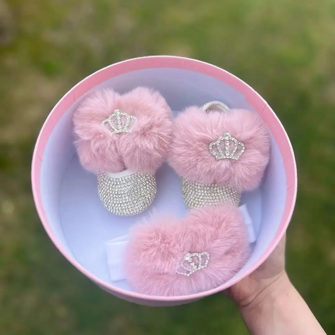 6. Dollbling Delicate Apricot Butterfly Baby Shoes Headband Set Luxury ...