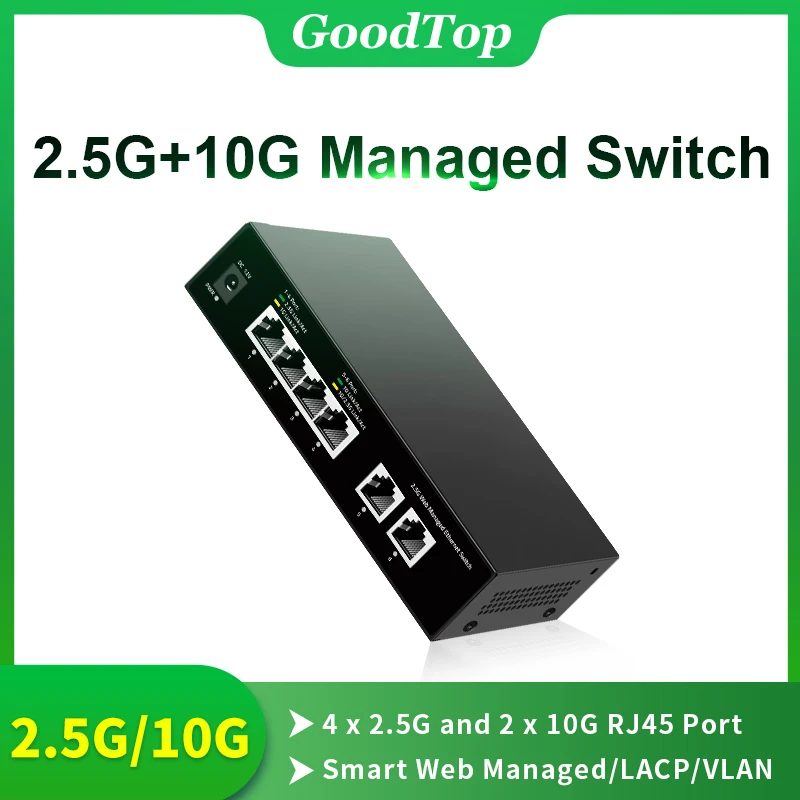 GoodTop 2.5Gb Web Managed Switch 4 Port 2.5G Smart Managed Ethernet ...