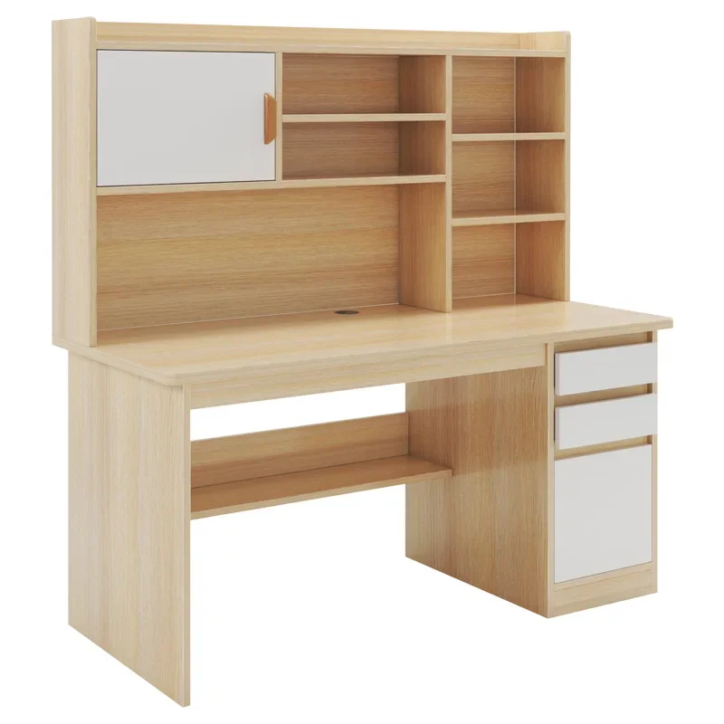 Integrated-desk-bookshelf-student-bedroom-writing-desk-simple-and ...