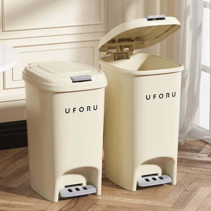 Cream-Wind-Kitchen-Garbage-Can-Household-Bathroom-with-Lid-Large ...