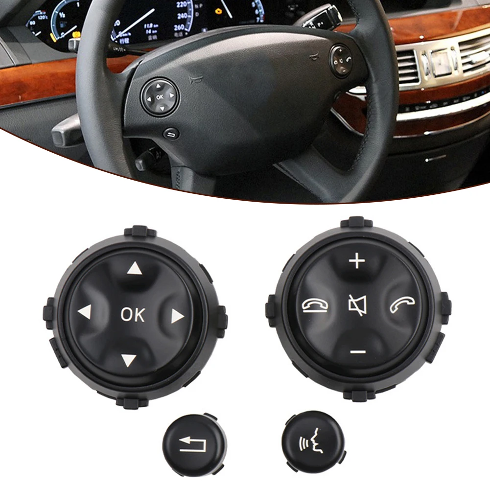 Black-Steering-Wheel-Switch-Button-Kit-For-Mercedes-W221-S550-S63-CL550 ...