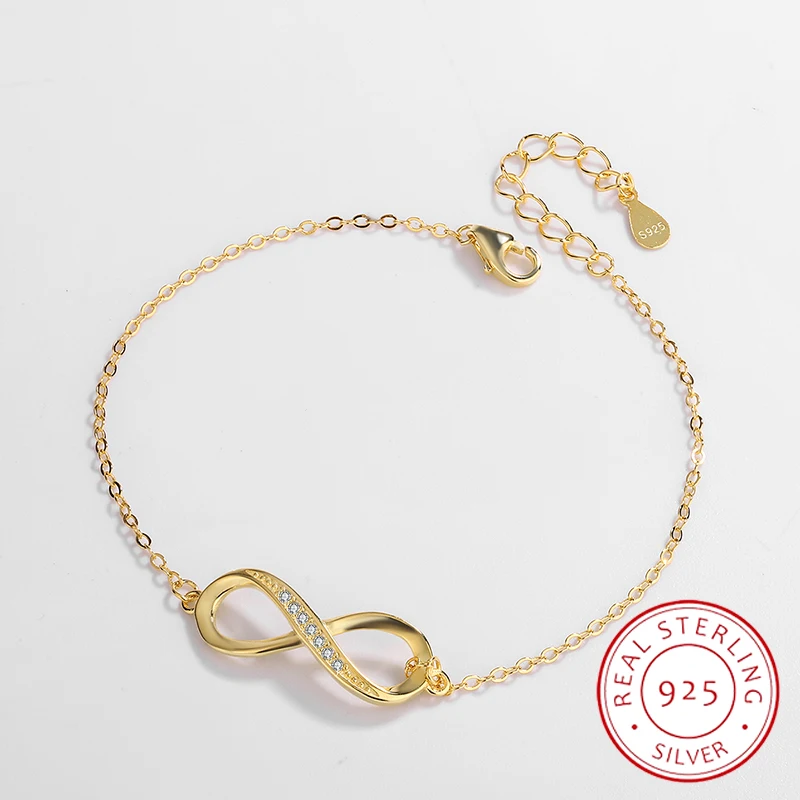 Fashion Classic Authentic S925 Silver 14K Gold Number 8 Round Geometric ...