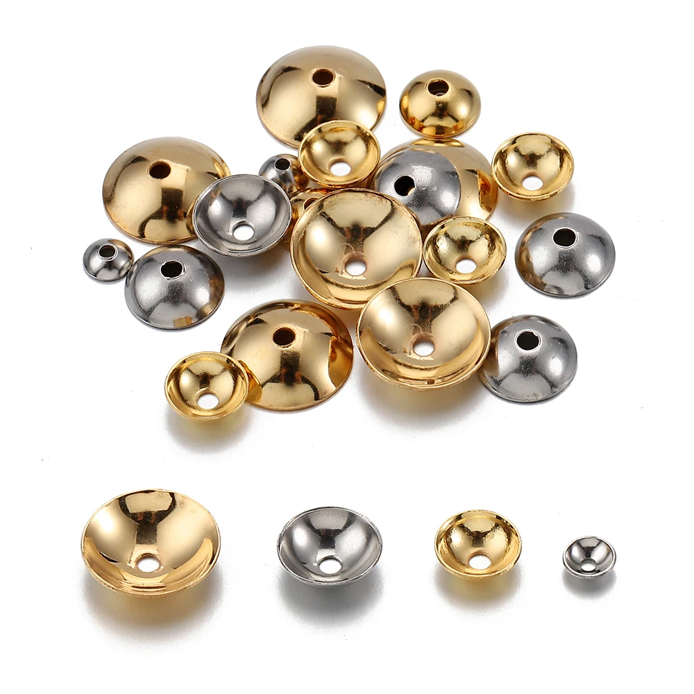 50pcs Stainless Steel Bead Caps 3-10mm Round Spacer Beads Caps Handmade ...