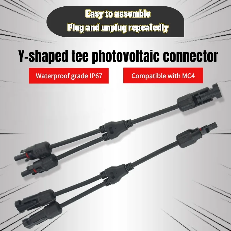 Solar-Panel-Cable-PV-Connector-Solar-Cable-Y-shaped-Tee1out-2-Connector ...