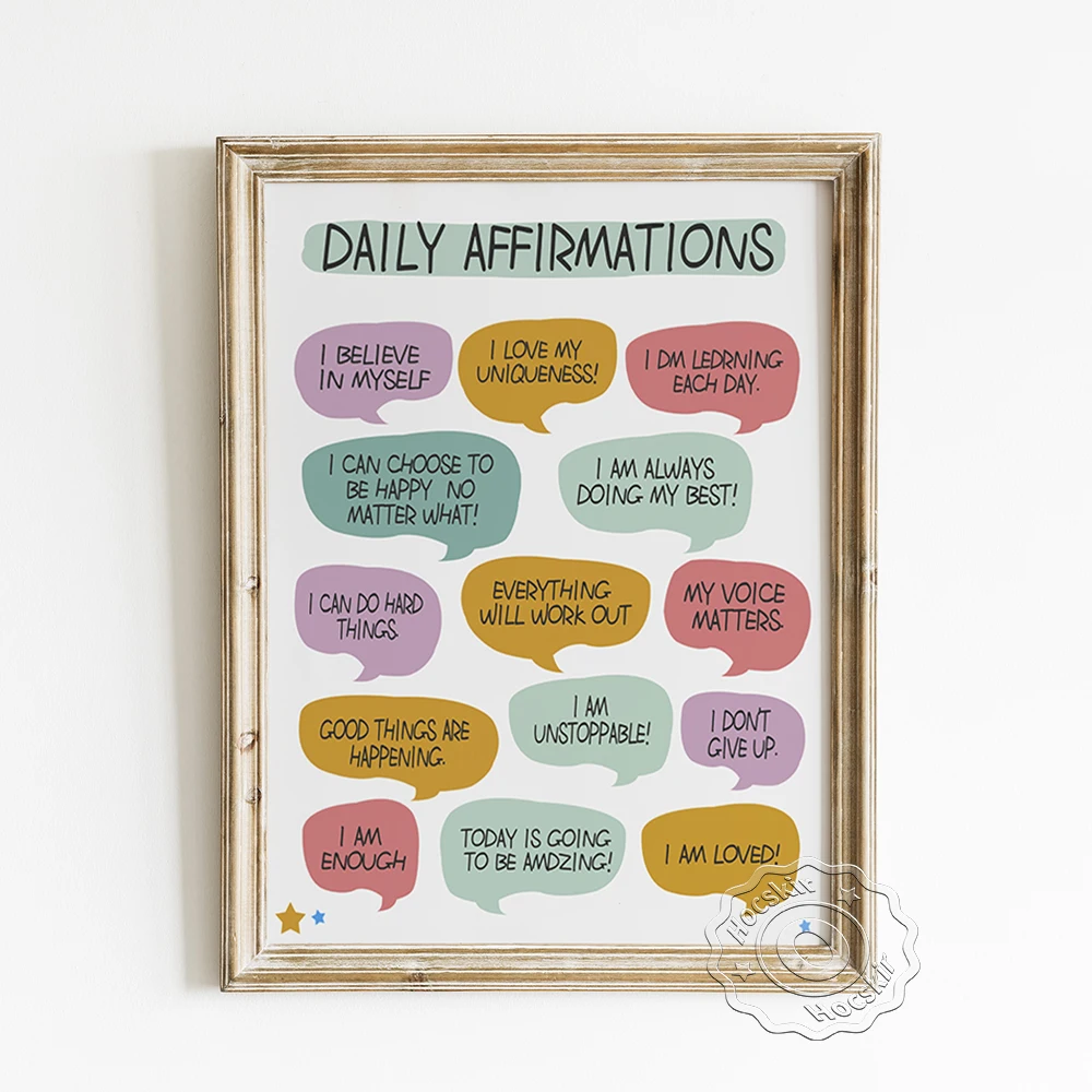Daily-Affirmation-Poster-Positive-Motivational-For-Kid-Art-Print-Growth ...