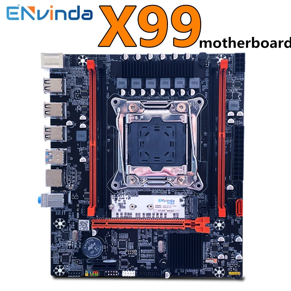 Envinda X99 Motherboard Slot Lga2011-3 Nvme M.2 Ssd Usb3.0 Support Ddr4 Reg Ecc Memory And Intel ...