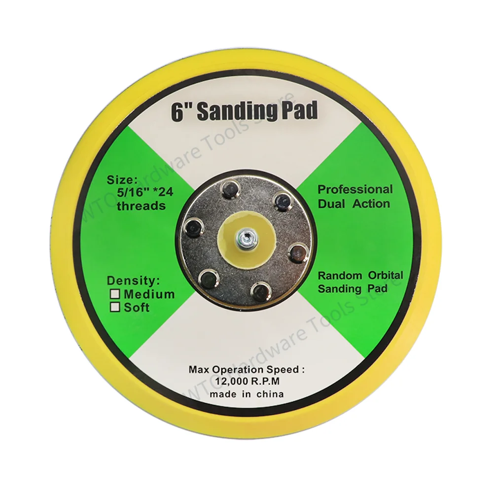 1PC 6 Inch 5/16"-24 Thread Hook & Loop Backing Plates DA Air Random ...