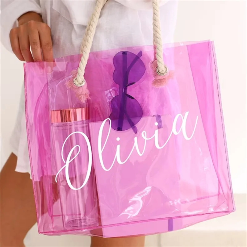 Personalized-Neon-Transparent-Tote-Bag-Bridesmaid-Bachelorette-Beach ...