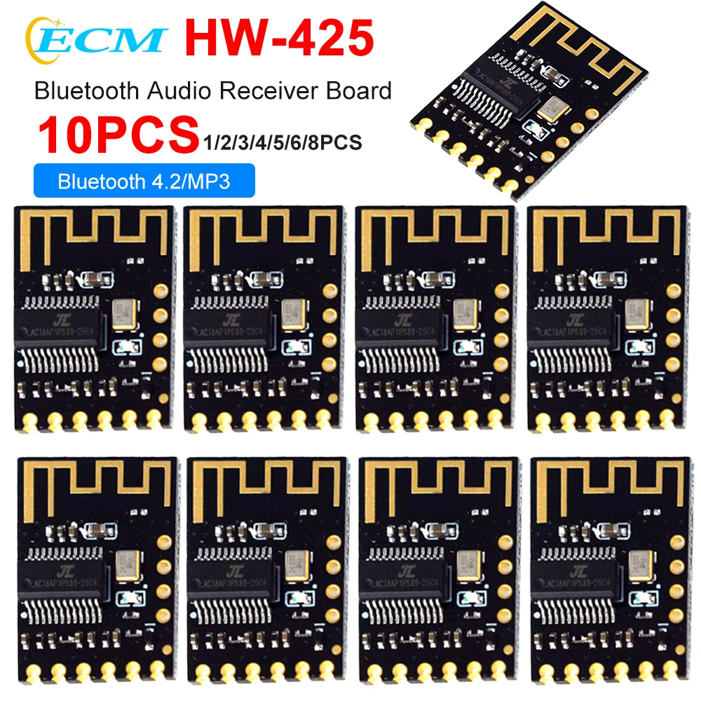 1-10pcs-HW-425-Bluetooth-Audio-Receiver-Module-Bluetooth-compatible-4-2-Wireless-HiFi-Stereo ...