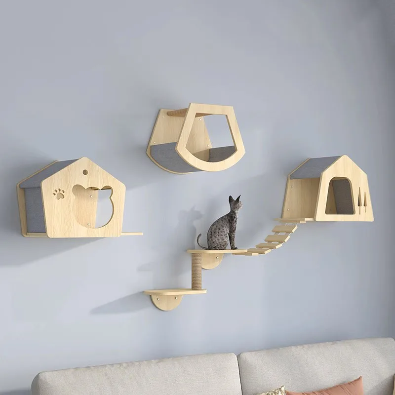 Wall-Type-Solid-Wood-Cat-Scratching-Post-Game-Climbing-Frame-Scratching ...