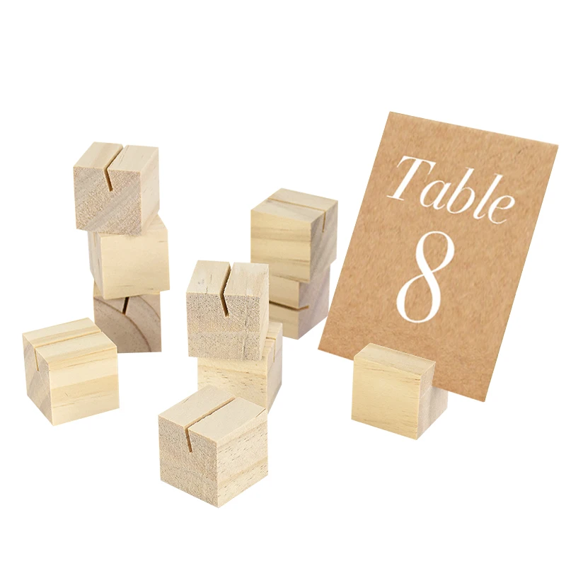 10pcs 3cm Square Wooden Business Card Holder Table Number Photo Card ...