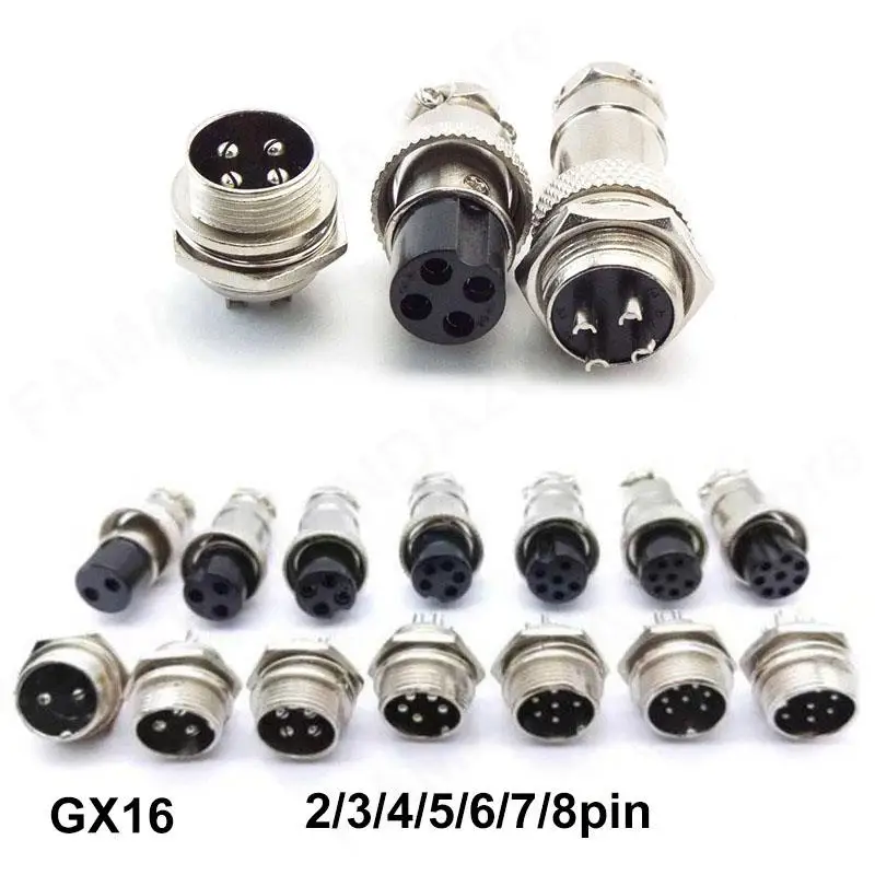 GX16 2pin 3 4 5 6 7 8 core pin 16mm Nut type Male Female Panel mount ...