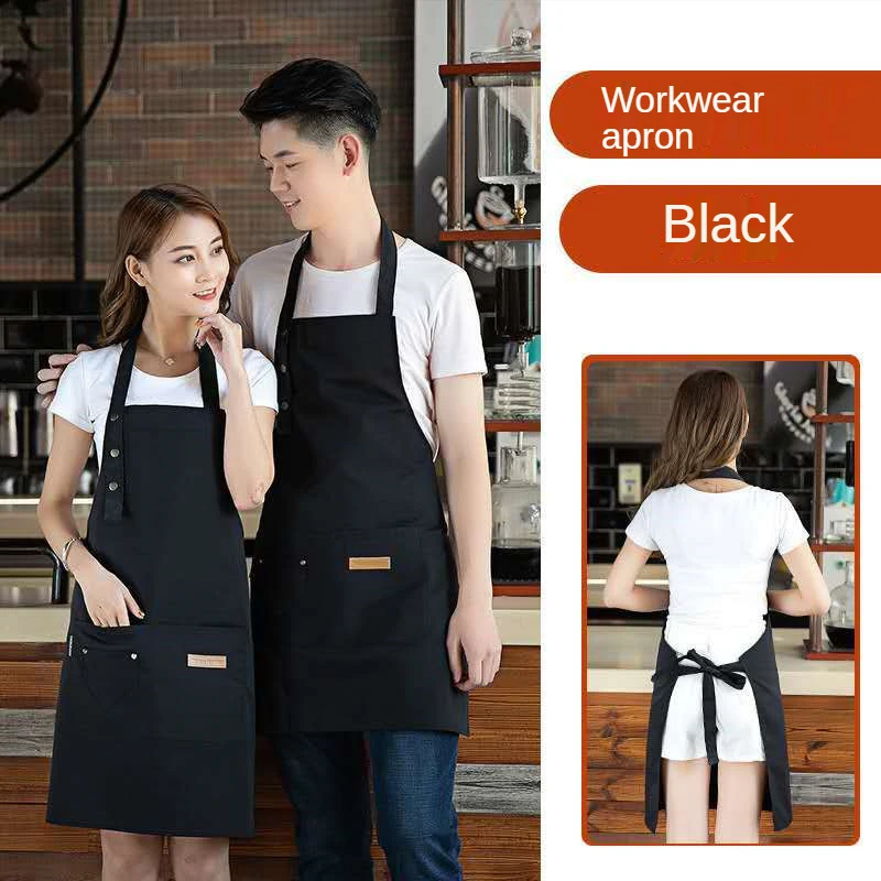 unisex-canvas-workapronadjustable-black-bib-waiter-pub-salon-cafe ...