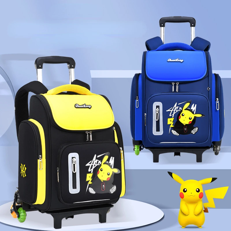 New Pokemon Pikachu 2 in 1 Trolley Backpack Large Capacity Waterproof ...