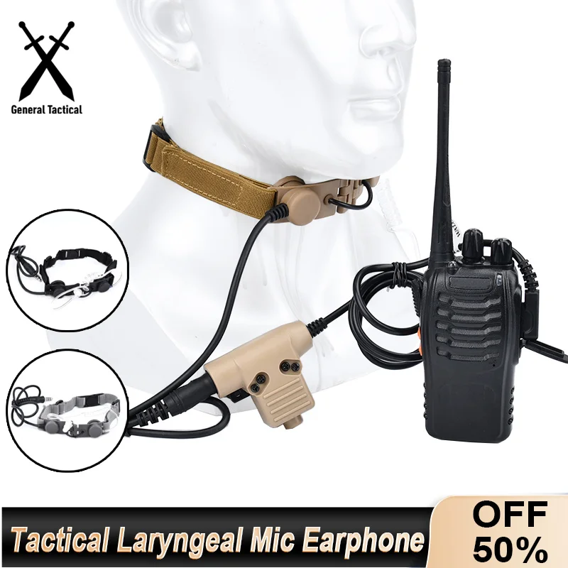Tactical-Laryngeal-Throat-Mic-Eaphone-Headset-Microphone-Walkie ...