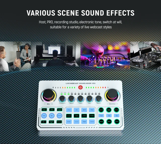 X50 Professional Recording Studio Sound Cards Live Stream USB Sound ...