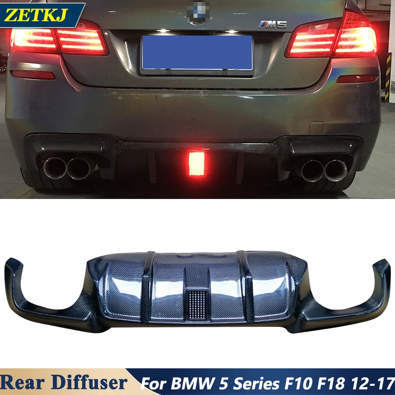 Real-Carbon-Fiber-Rear-Bumper-Lip-Diffuser-Car-Body-Styling-With-LED ...