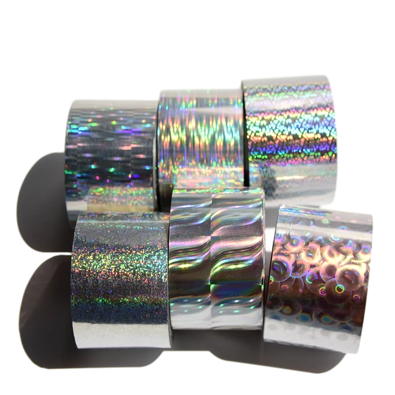 120M/roll Laser Clear Transfer Foil For Salon Holographic Broken Glass ...