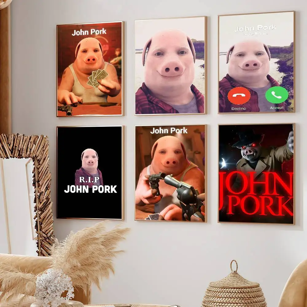 Funny J-John Pork is calling PIG Poster Prints Painting Living Room ...