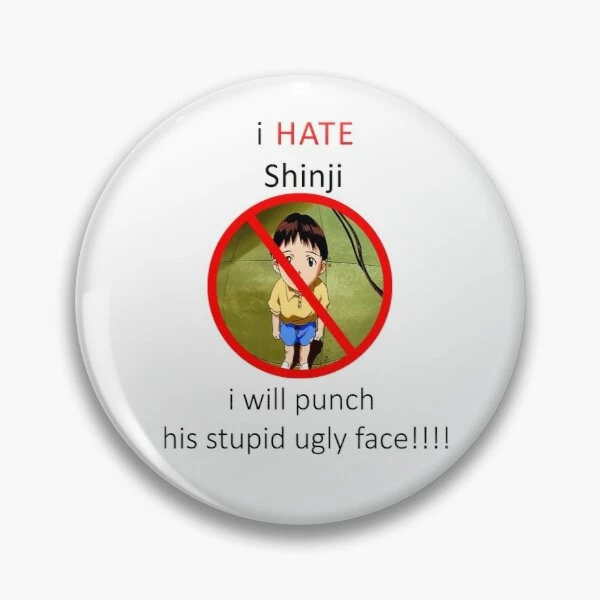 I Hate Shinji Customizable Soft Button Pin Decor Metal Gift Cartoon ...
