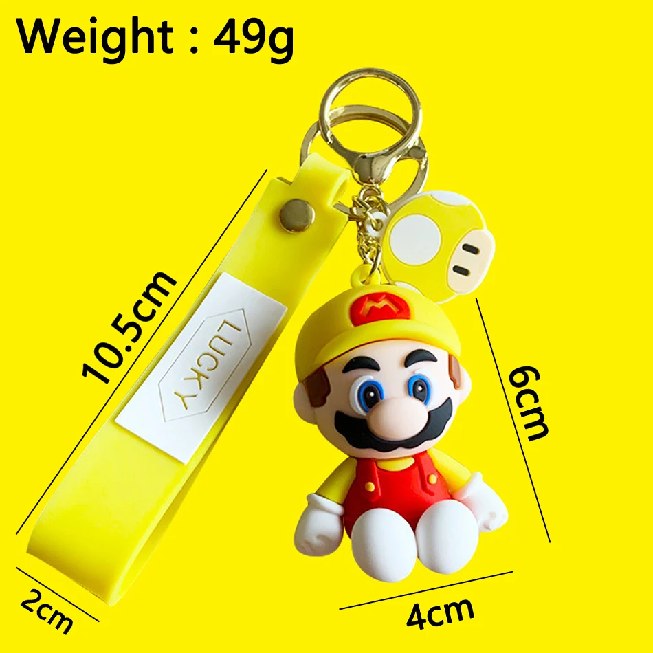 Super Mario Keychain Mario Bros Luigi Toad Yoshi Bowser Action Figure ...