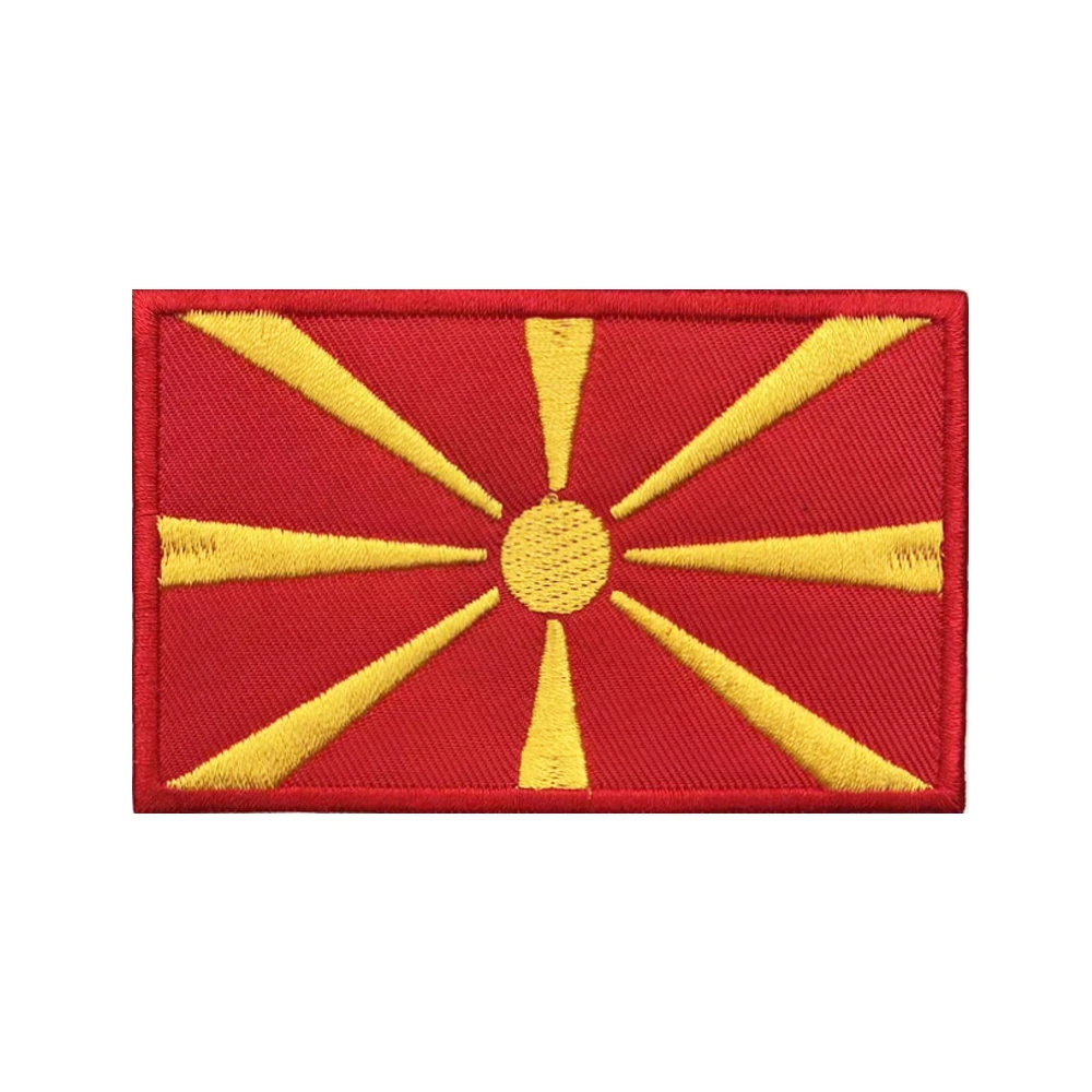 1PC Macedonia Flag Patches Armband Embroidered Patch Hook & Loop Or Iron On Embroidery Badge ...