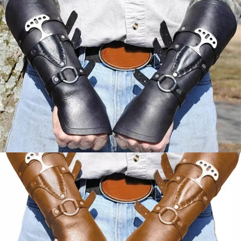 Medieval-Leather-Arm-Guards-Armor-Bracers-Men-Viking-Warrior-Knight ...