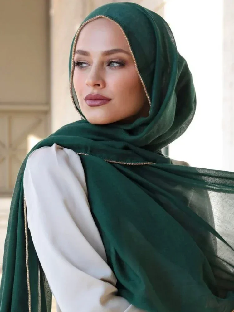 Chain Cotton Hijab Scarf for Women Luxury Scarves Shawls Bandana ...