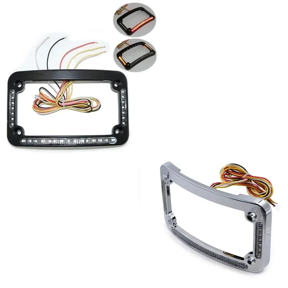 Dual LED Curved Motorcycle License Plate Frame w/ Brake OR Turns ...