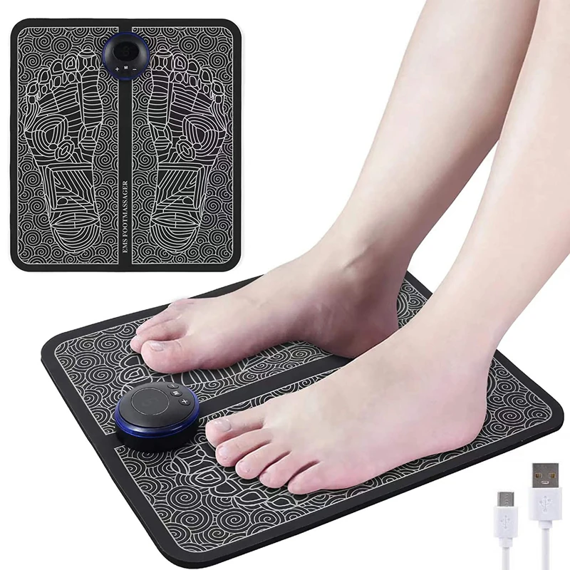 Electric EMS Foot Massager Pad Feet Muscle Stimulator Feet Care Blood ...