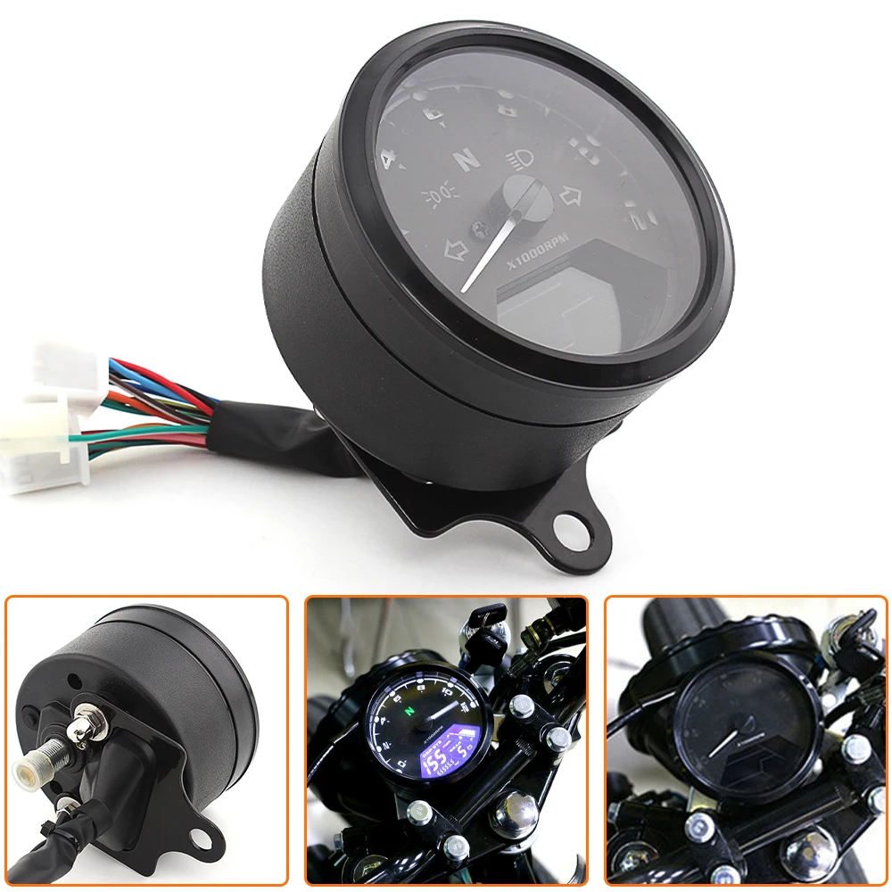 Motorcycle Multi-function LCD Digital Odometer Tachometer Speedometer ...