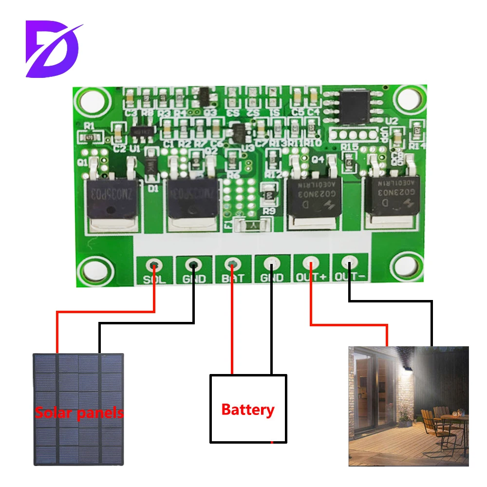 Automatic Solar Lithium Battery Charger Board 10A High-Power Light ...